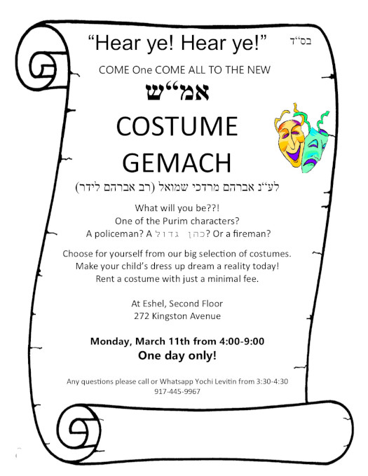 Costume Gemach Comes Back for Purim | CrownHeights.info – Chabad News ...
