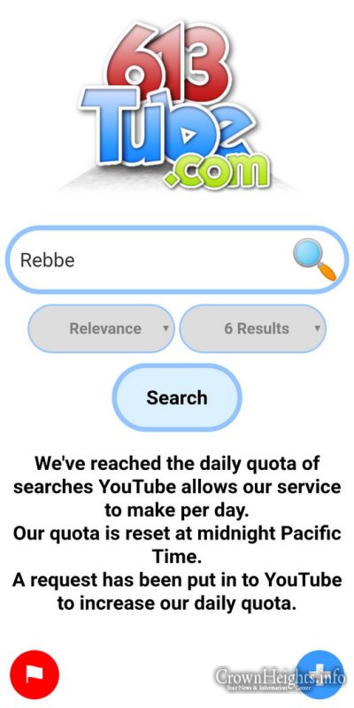 613Tube Reaches YouTube’s Daily Limit | CrownHeights.info – Chabad News ...